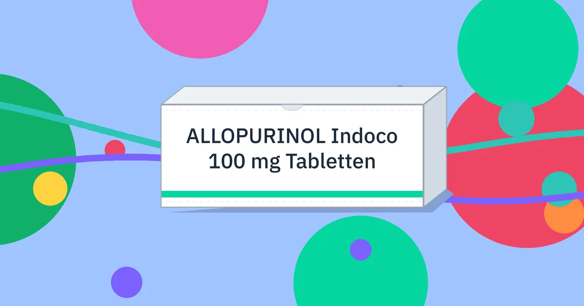 Symbolbild: Packung mit der Aufschrift ALLOPURINOL Indoco 100 mg Tabletten (PZN 16588573) – Verfügbarkeit und Bezug in Apotheken in Frankfurt am Main