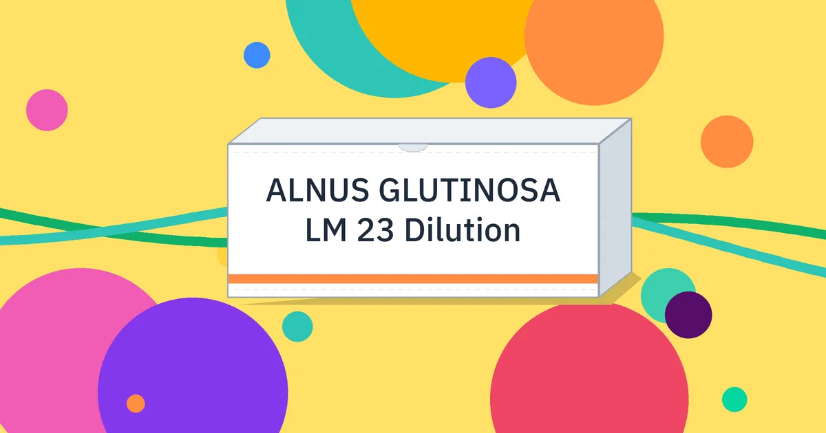 Symbolbild: Packung mit der Aufschrift ALNUS GLUTINOSA LM 23 Dilution (PZN 13312623) – Verfügbarkeit und Bezug in Apotheken in Frankfurt am Main
