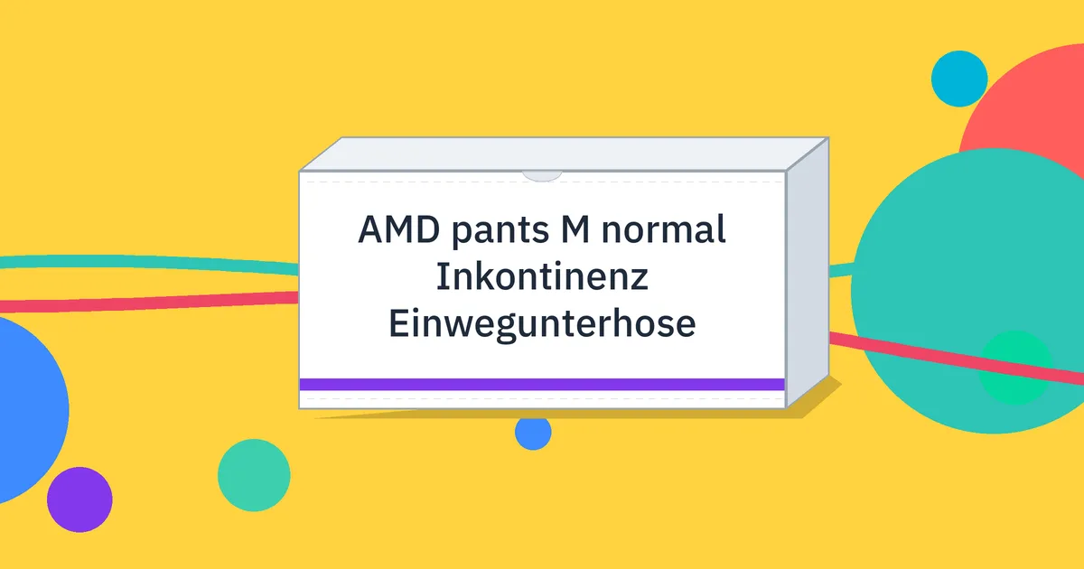 Symbolbild: Packung mit der Aufschrift AMD pants M normal Inkontinenz Einwegunterhose (PZN 14355528) – Verfügbarkeit und Bezug in Apotheken in Frankfurt am Main