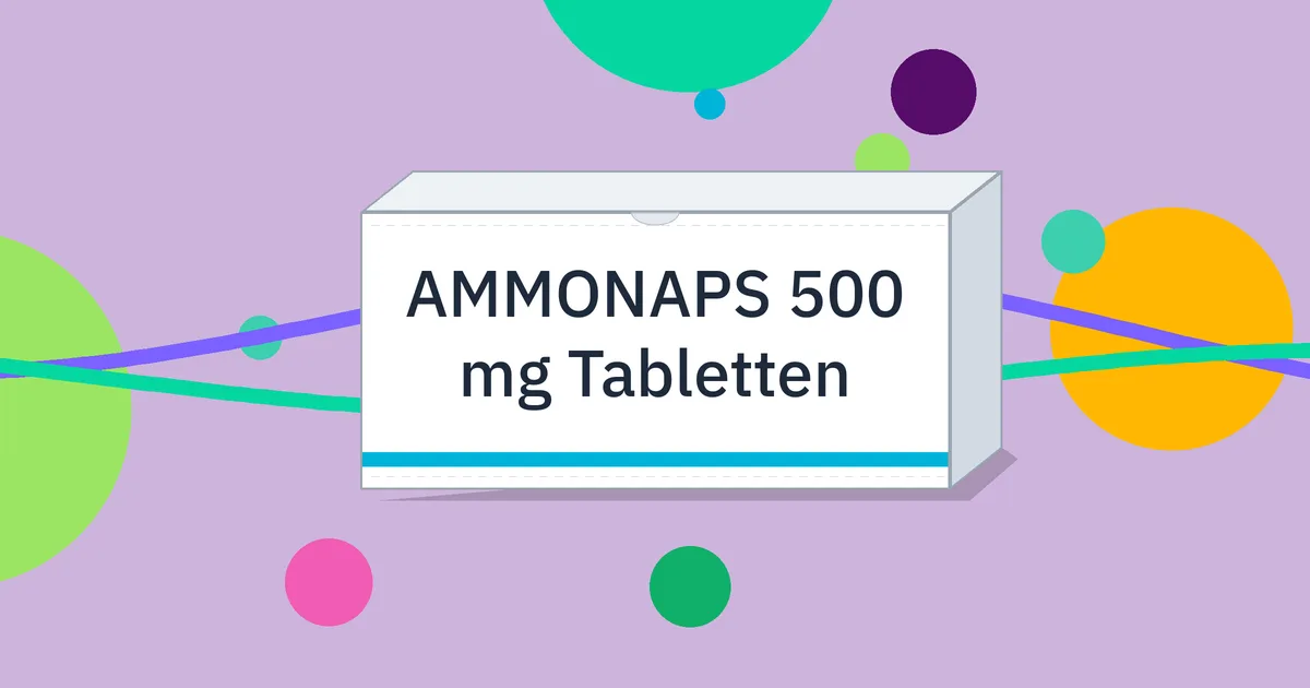 Symbolbild: Packung mit der Aufschrift AMMONAPS 500 mg Tabletten (PZN 00954685) – Verfügbarkeit und Bezug in Apotheken in Frankfurt am Main