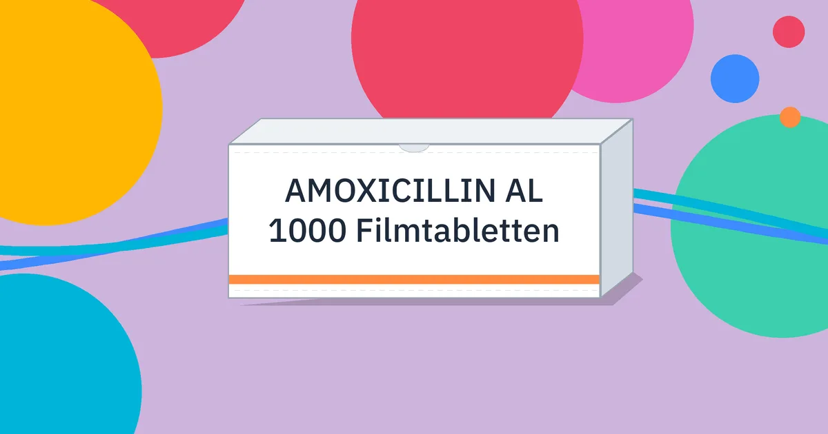 Symbolbild: Packung mit der Aufschrift AMOXICILLIN AL 1000 Filmtabletten (PZN 00038706) – Verfügbarkeit und Bezug in Apotheken in Frankfurt am Main