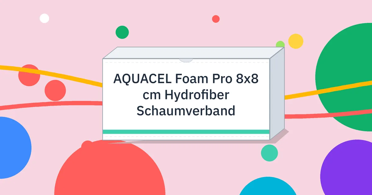 Symbolbild: Packung mit der Aufschrift AQUACEL Foam Pro 8x8 cm Hydrofiber Schaumverband (PZN 19347999) – Verfügbarkeit und Bezug in Apotheken in Frankfurt am Main