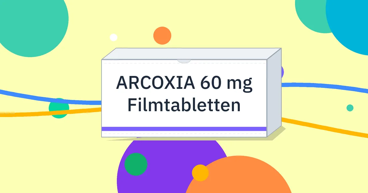 Symbolbild: Packung mit der Aufschrift ARCOXIA 60 mg Filmtabletten (PZN 03317068) – Verfügbarkeit und Bezug in Apotheken in Frankfurt am Main