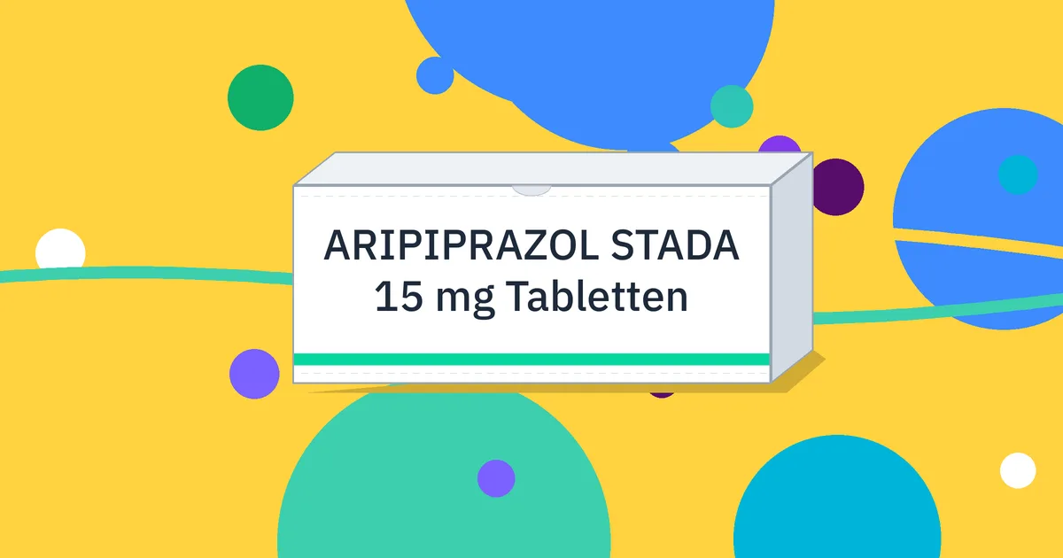 Symbolbild: Packung mit der Aufschrift ARIPIPRAZOL STADA 15 mg Tabletten (PZN 20015363) – Verfügbarkeit und Bezug in Apotheken in Frankfurt am Main