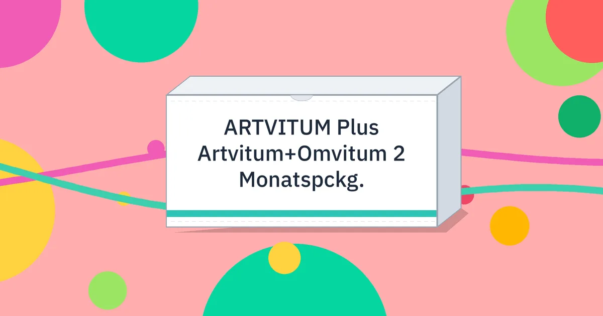 Symbolbild: Packung mit der Aufschrift ARTVITUM Plus Artvitum+Omvitum 2 Monatspckg. (PZN 03340156) – Verfügbarkeit und Bezug in Apotheken in Frankfurt am Main