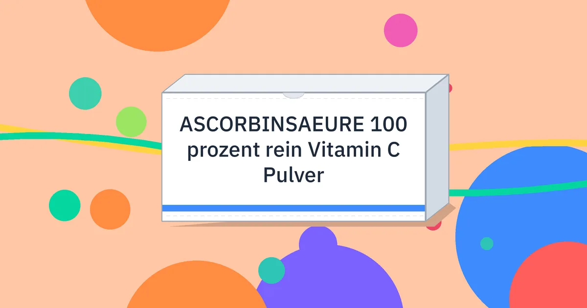 Symbolbild: Packung mit der Aufschrift ASCORBINSAEURE 100 prozent rein Vitamin C Pulver (PZN 17946112) – Verfügbarkeit und Bezug in Apotheken in Frankfurt am Main