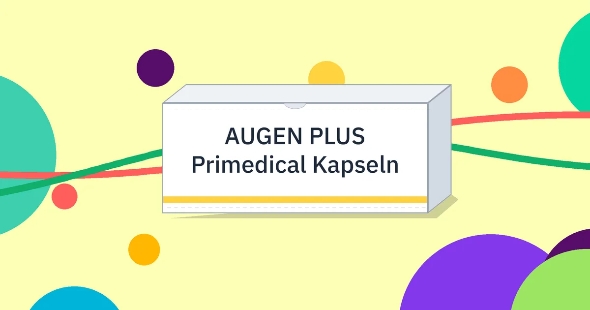 Symbolbild: Packung mit der Aufschrift AUGEN PLUS Primedical Kapseln (PZN 18812543) – Verfügbarkeit und Bezug in Apotheken in Frankfurt am Main