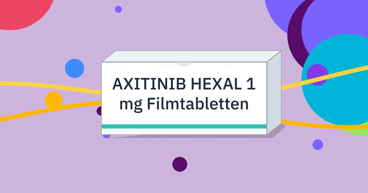 Symbolbild: Packung mit der Aufschrift AXITINIB HEXAL 1 mg Filmtabletten (PZN 19371124) – Verfügbarkeit und Bezug in Apotheken in Frankfurt am Main