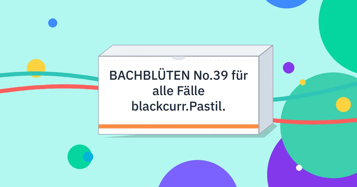 Symbolbild: Packung mit der Aufschrift BACHBLÜTEN No.39 für alle Fälle blackcurr.Pastil. (PZN 15250010) – Verfügbarkeit und Bezug in Apotheken in Frankfurt am Main