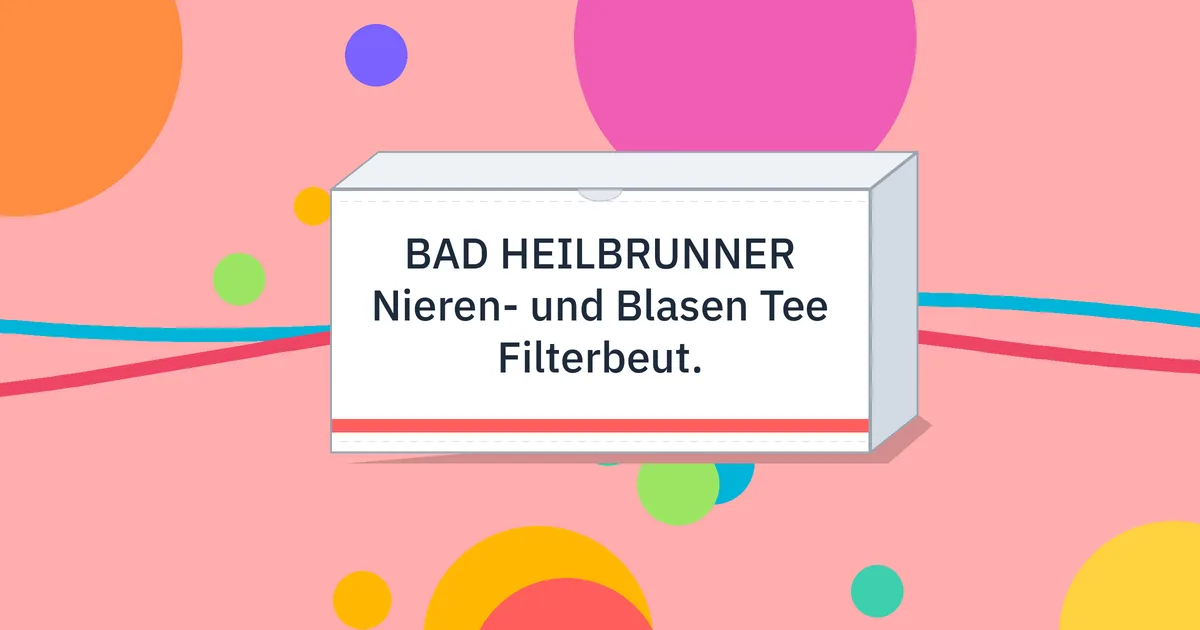 Symbolbild: Packung mit der Aufschrift BAD HEILBRUNNER Nieren- und Blasen Tee Filterbeut. (PZN 01532466) – Verfügbarkeit und Bezug in Apotheken in Frankfurt am Main