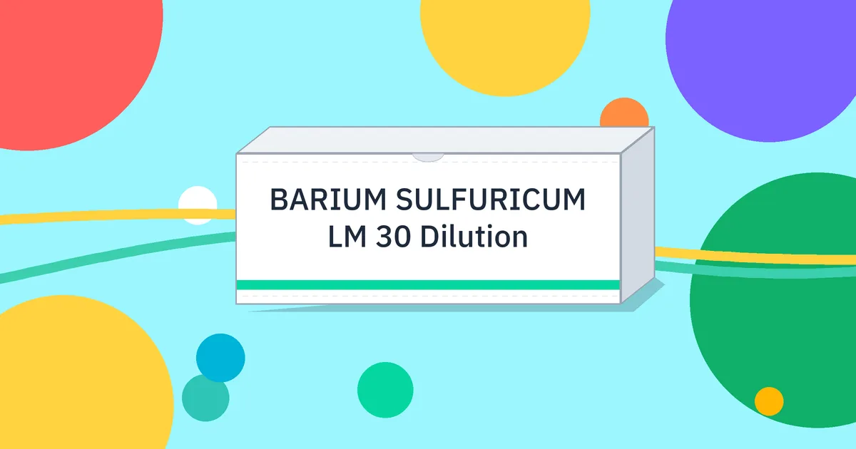 Symbolbild: Packung mit der Aufschrift BARIUM SULFURICUM LM 30 Dilution (PZN 13380613) – Verfügbarkeit und Bezug in Apotheken in Frankfurt am Main