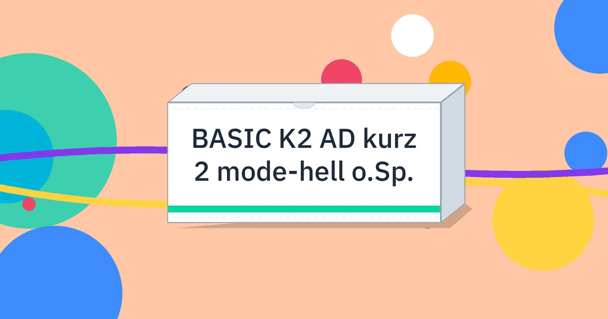 Symbolbild: Packung mit der Aufschrift BASIC K2 AD kurz 2 mode-hell o.Sp. (PZN 20263983) – Verfügbarkeit und Bezug in Apotheken in Frankfurt am Main
