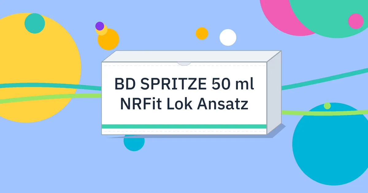 Symbolbild: Packung mit der Aufschrift BD SPRITZE 50 ml NRFit Lok Ansatz (PZN 18837282) – Verfügbarkeit und Bezug in Apotheken in Frankfurt am Main