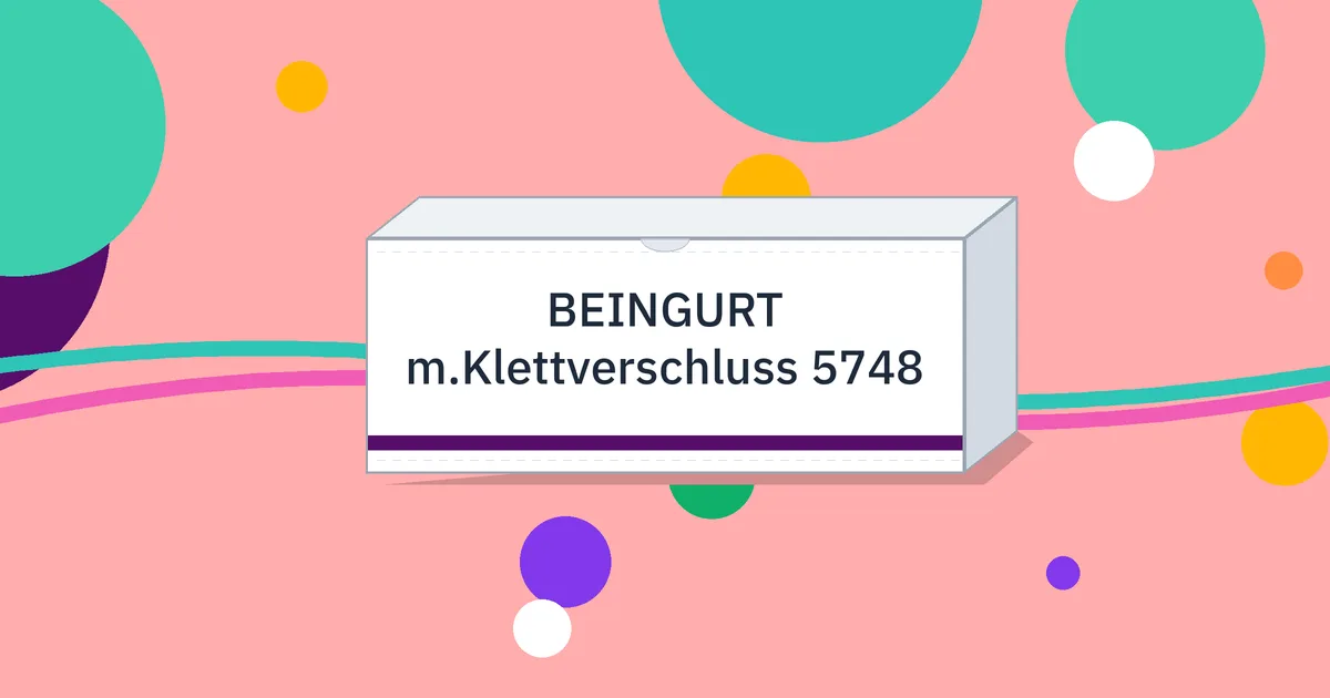 Symbolbild: Packung mit der Aufschrift BEINGURT m.Klettverschluss 5748 (PZN 07138730) – Verfügbarkeit und Bezug in Apotheken in Frankfurt am Main