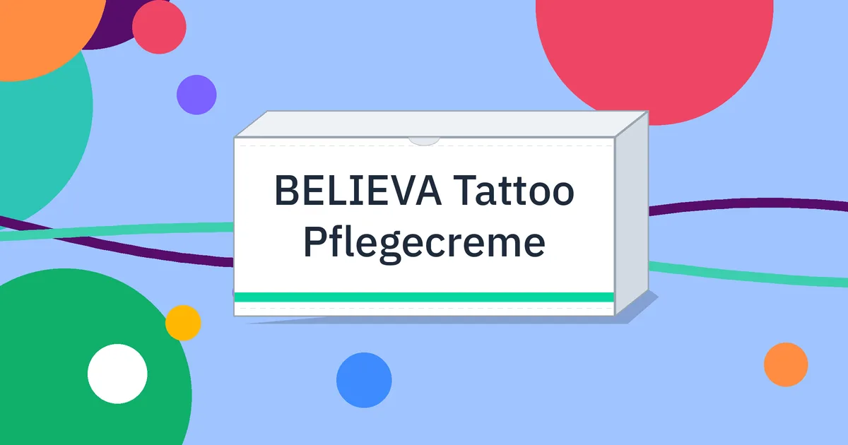 Symbolbild: Packung mit der Aufschrift BELIEVA Tattoo Pflegecreme (PZN 11088593) – Verfügbarkeit und Bezug in Apotheken in Frankfurt am Main
