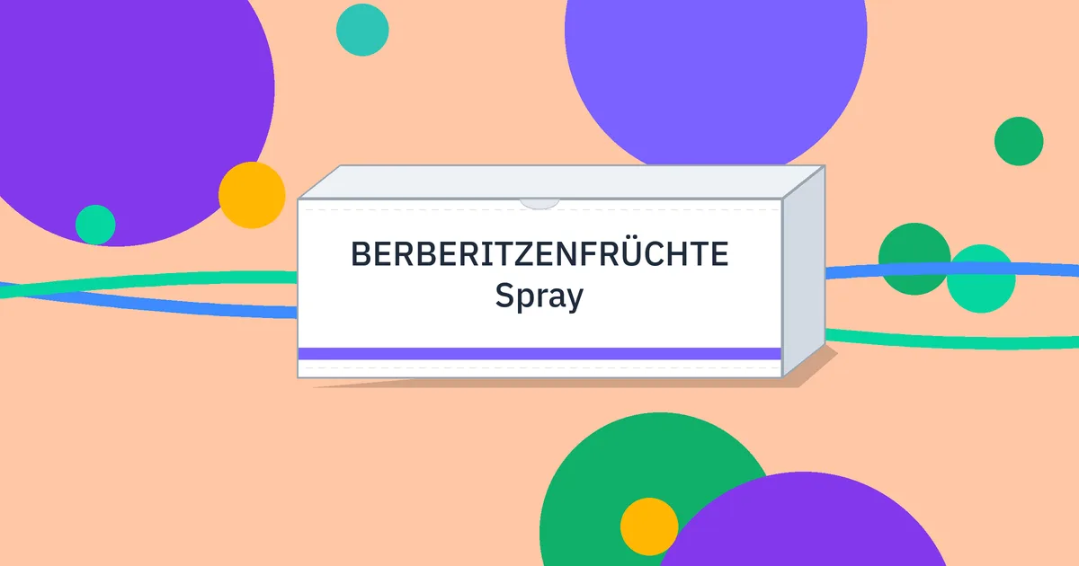 Symbolbild: Packung mit der Aufschrift BERBERITZENFRÜCHTE Spray (PZN 11712117) – Verfügbarkeit und Bezug in Apotheken in Frankfurt am Main