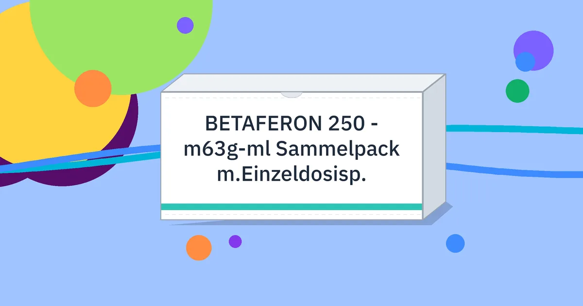 Symbolbild: Packung mit der Aufschrift BETAFERON 250 -m63g-ml Sammelpack m.Einzeldosisp. (PZN 06576847) – Verfügbarkeit und Bezug in Apotheken in Frankfurt am Main