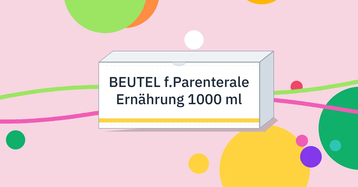 Symbolbild: Packung mit der Aufschrift BEUTEL f.Parenterale Ernährung 1000 ml (PZN 07332389) – Verfügbarkeit und Bezug in Apotheken in Frankfurt am Main