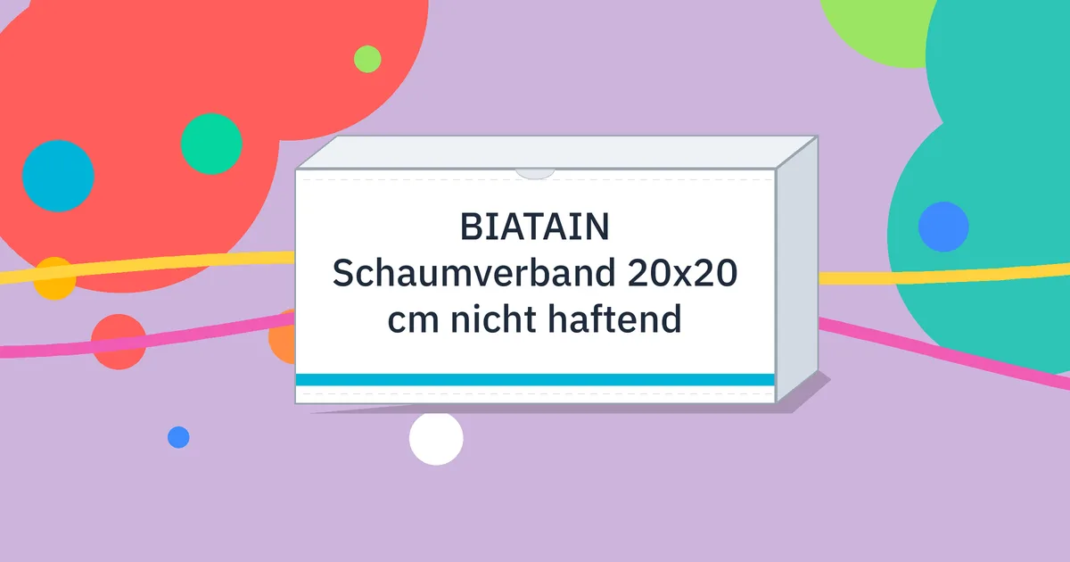 Symbolbild: Packung mit der Aufschrift BIATAIN Schaumverband 20x20 cm nicht haftend (PZN 12653641) – Verfügbarkeit und Bezug in Apotheken in Frankfurt am Main