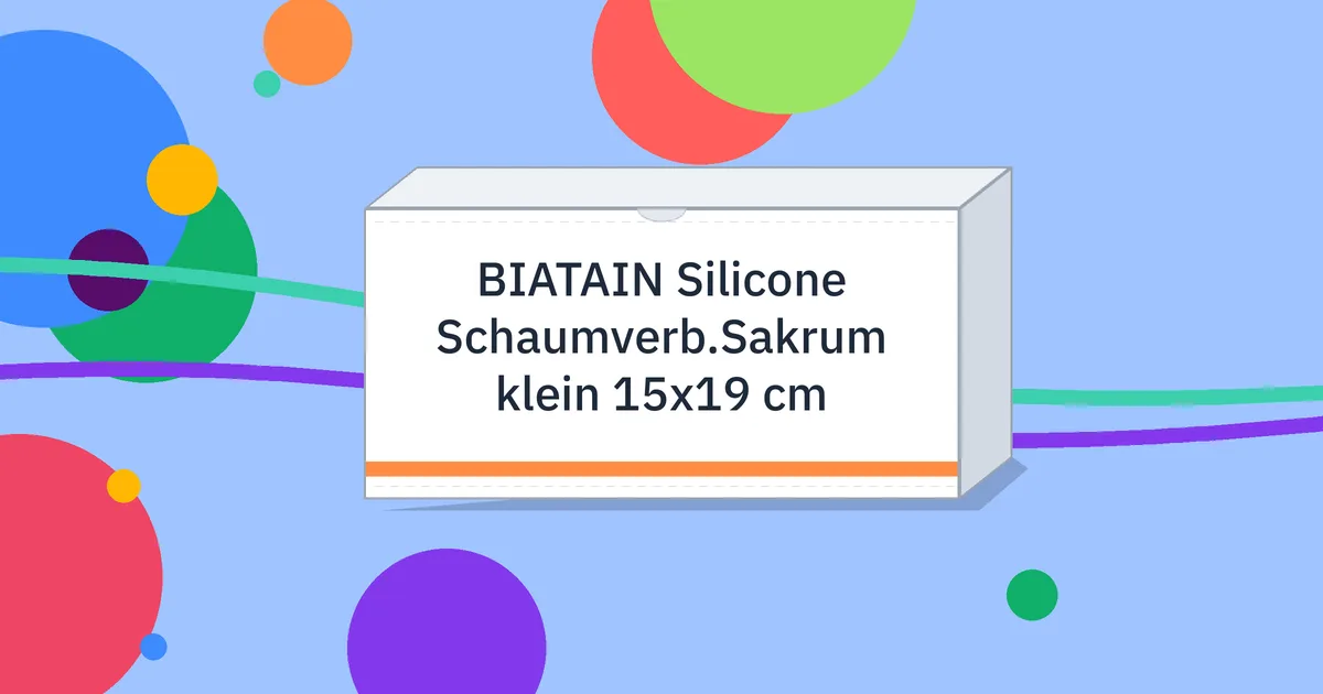 Symbolbild: Packung mit der Aufschrift BIATAIN Silicone Schaumverb.Sakrum klein 15x19 cm (PZN 18125423) – Verfügbarkeit und Bezug in Apotheken in Frankfurt am Main