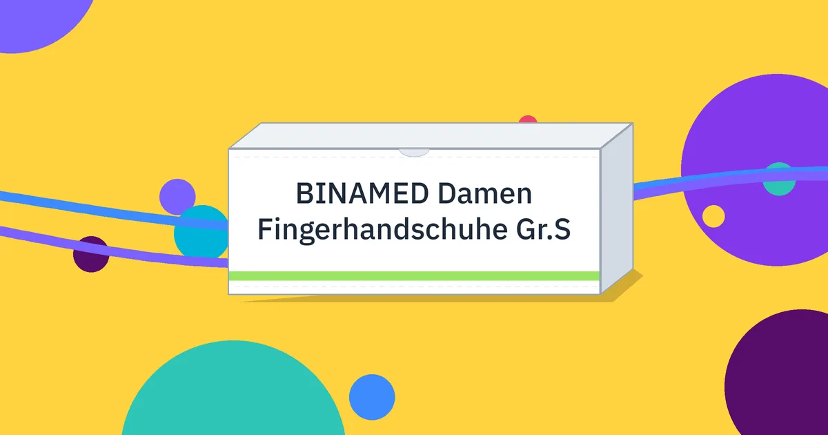 Symbolbild: Packung mit der Aufschrift BINAMED Damen Fingerhandschuhe Gr.S (PZN 03633036) – Verfügbarkeit und Bezug in Apotheken in Frankfurt am Main