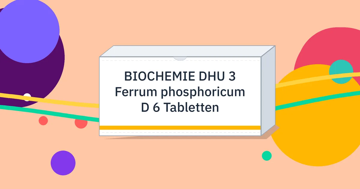 Symbolbild: Packung mit der Aufschrift BIOCHEMIE DHU 3 Ferrum phosphoricum D 6 Tabletten (PZN 00273979) – Verfügbarkeit und Bezug in Apotheken in Frankfurt am Main