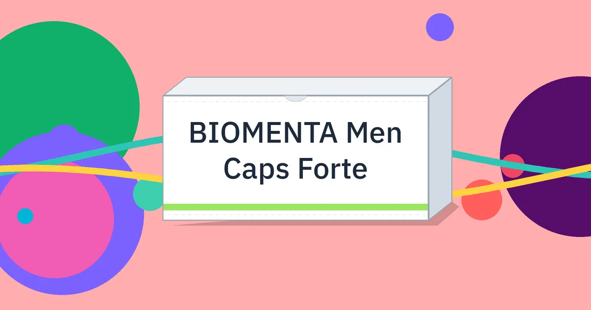 Symbolbild: Packung mit der Aufschrift BIOMENTA Men Caps Forte (PZN 20601428) – Verfügbarkeit und Bezug in Apotheken in Frankfurt am Main