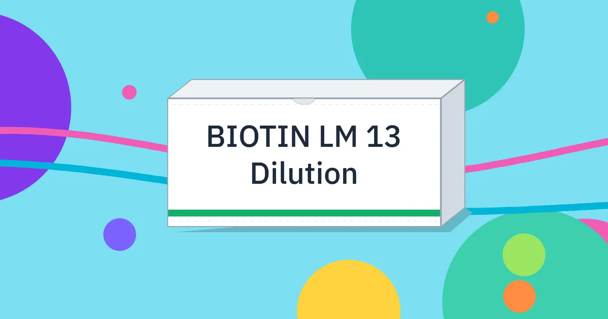 Symbolbild: Packung mit der Aufschrift BIOTIN LM 13 Dilution (PZN 12794264) – Verfügbarkeit und Bezug in Apotheken in Frankfurt am Main