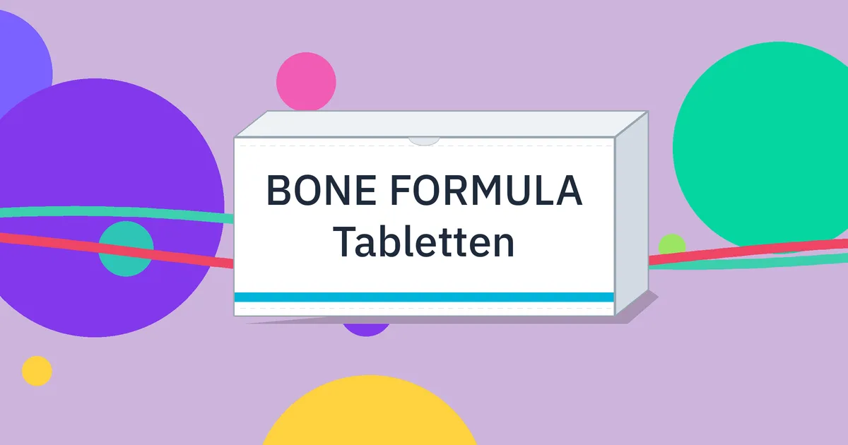 Symbolbild: Packung mit der Aufschrift BONE FORMULA Tabletten (PZN 13703849) – Verfügbarkeit und Bezug in Apotheken in Frankfurt am Main