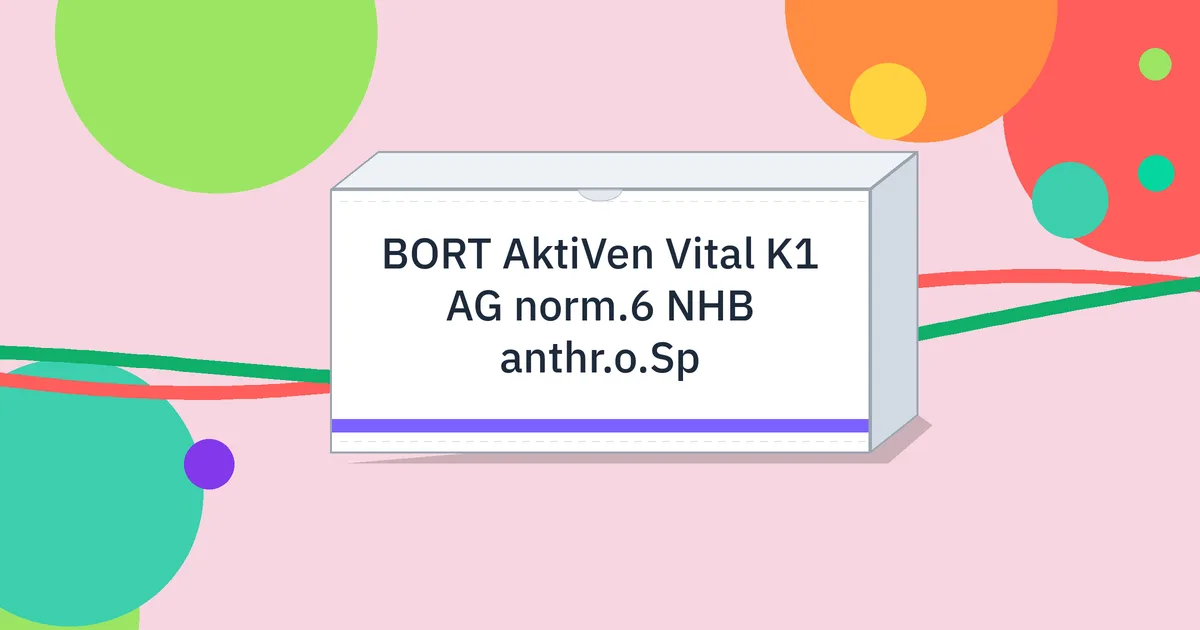 Symbolbild: Packung mit der Aufschrift BORT AktiVen Vital K1 AG norm.6 NHB anthr.o.Sp (PZN 13733477) – Verfügbarkeit und Bezug in Apotheken in Frankfurt am Main