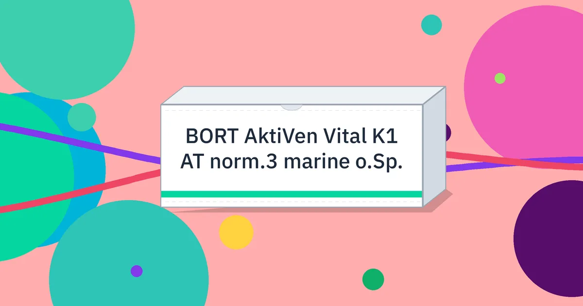Symbolbild: Packung mit der Aufschrift BORT AktiVen Vital K1 AT norm.3 marine o.Sp. (PZN 13740997) – Verfügbarkeit und Bezug in Apotheken in Frankfurt am Main