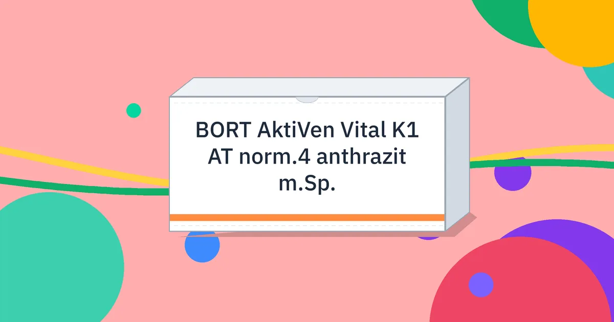 Symbolbild: Packung mit der Aufschrift BORT AktiVen Vital K1 AT norm.4 anthrazit m.Sp. (PZN 13742542) – Verfügbarkeit und Bezug in Apotheken in Frankfurt am Main