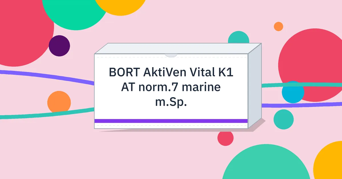 Symbolbild: Packung mit der Aufschrift BORT AktiVen Vital K1 AT norm.7 marine m.Sp. (PZN 13741212) – Verfügbarkeit und Bezug in Apotheken in Frankfurt am Main