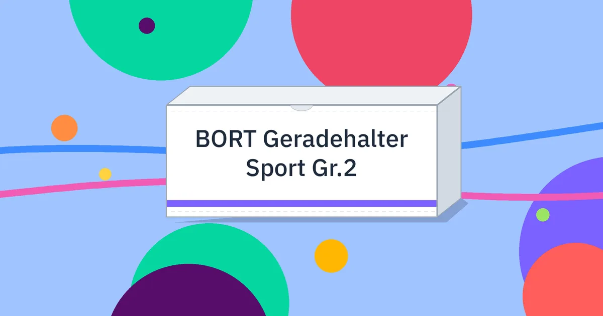 Symbolbild: Packung mit der Aufschrift BORT Geradehalter Sport Gr.2 (PZN 17843547) – Verfügbarkeit und Bezug in Apotheken in Frankfurt am Main