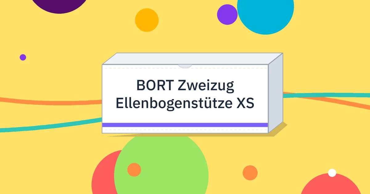 Symbolbild: Packung mit der Aufschrift BORT Zweizug Ellenbogenstütze XS (PZN 01513090) – Verfügbarkeit und Bezug in Apotheken in Frankfurt am Main