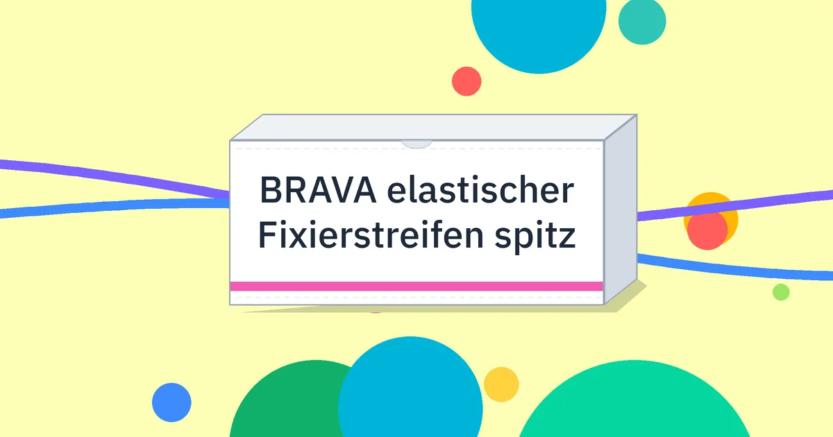 Symbolbild: Packung mit der Aufschrift BRAVA elastischer Fixierstreifen spitz (PZN 15564091) – Verfügbarkeit und Bezug in Apotheken in Frankfurt am Main