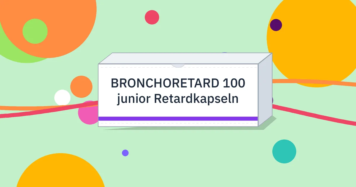 Symbolbild: Packung mit der Aufschrift BRONCHORETARD 100 junior Retardkapseln (PZN 08757547) – Verfügbarkeit und Bezug in Apotheken in Frankfurt am Main