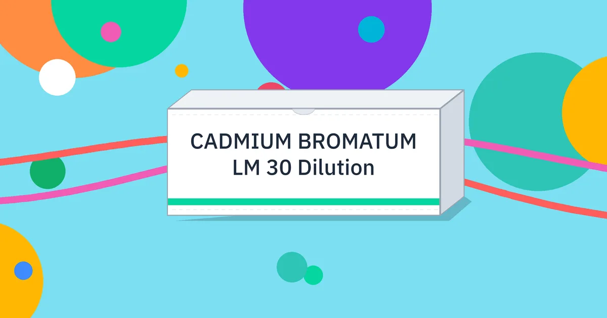 Symbolbild: Packung mit der Aufschrift CADMIUM BROMATUM LM 30 Dilution (PZN 12798078) – Verfügbarkeit und Bezug in Apotheken in Frankfurt am Main