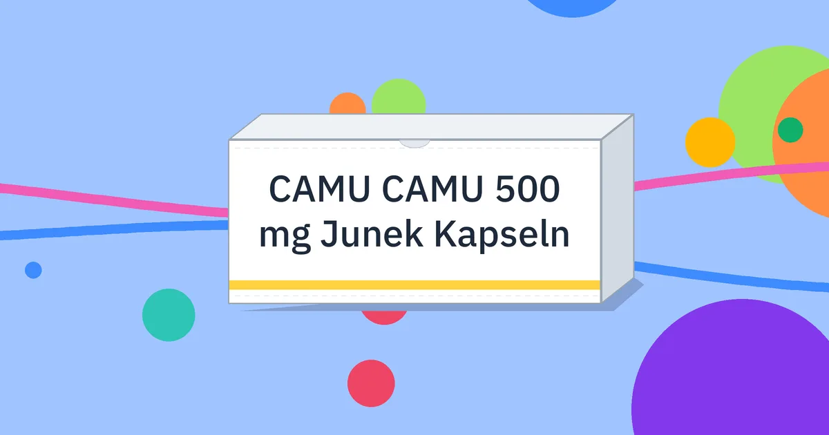 Symbolbild: Packung mit der Aufschrift CAMU CAMU 500 mg Junek Kapseln (PZN 00136656) – Verfügbarkeit und Bezug in Apotheken in Frankfurt am Main