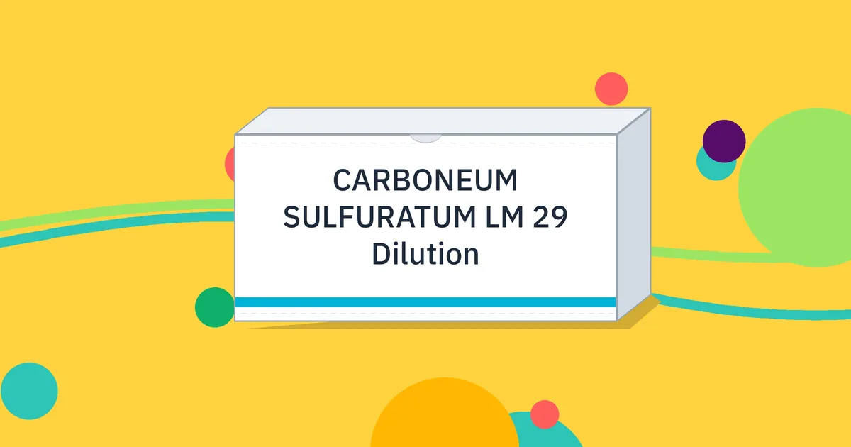 Symbolbild: Packung mit der Aufschrift CARBONEUM SULFURATUM LM 29 Dilution (PZN 12810081) – Verfügbarkeit und Bezug in Apotheken in Frankfurt am Main