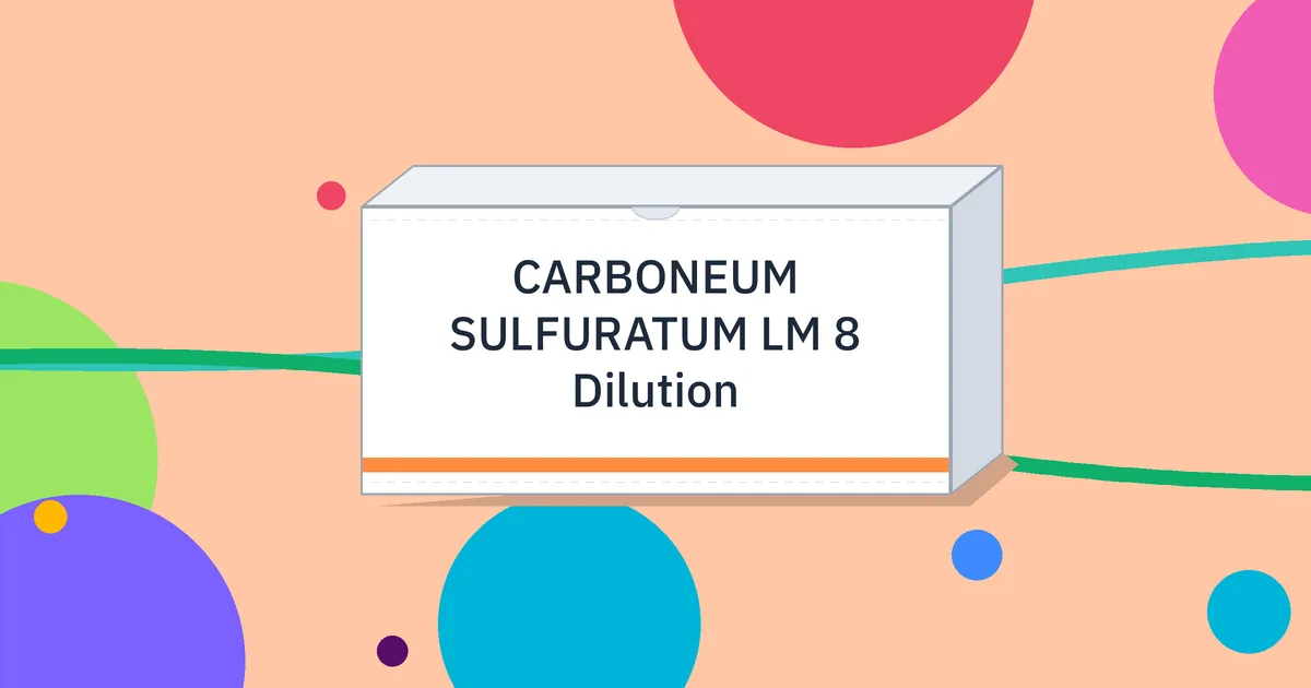 Symbolbild: Packung mit der Aufschrift CARBONEUM SULFURATUM LM 8 Dilution (PZN 12809818) – Verfügbarkeit und Bezug in Apotheken in Frankfurt am Main