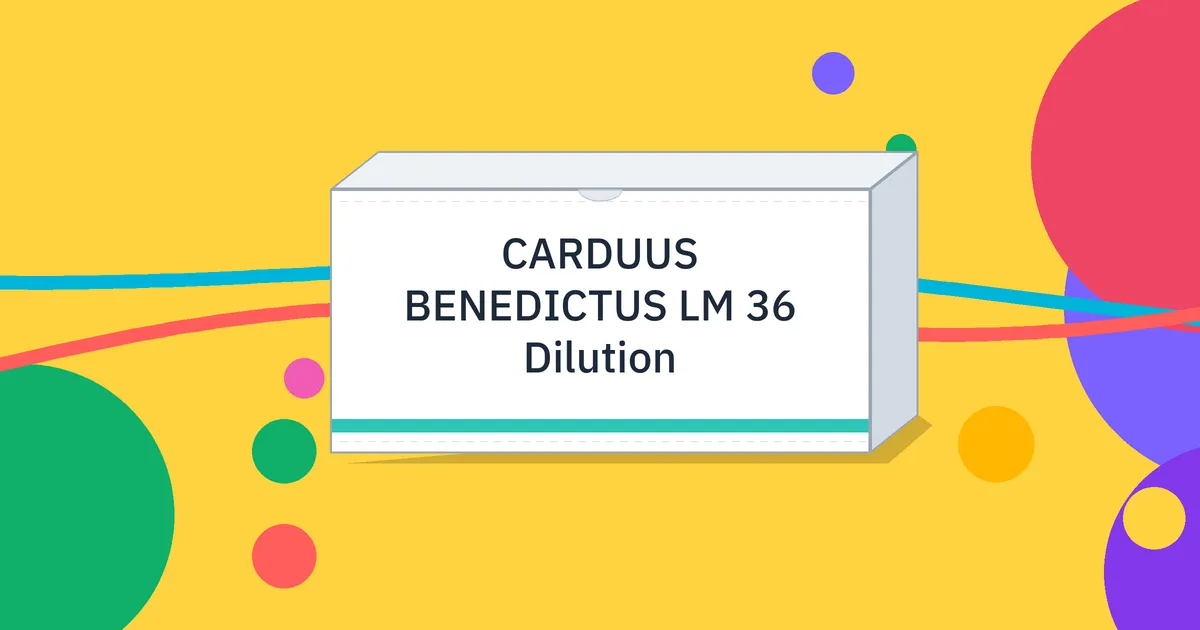 Symbolbild: Packung mit der Aufschrift CARDUUS BENEDICTUS LM 36 Dilution (PZN 13430328) – Verfügbarkeit und Bezug in Apotheken in Frankfurt am Main