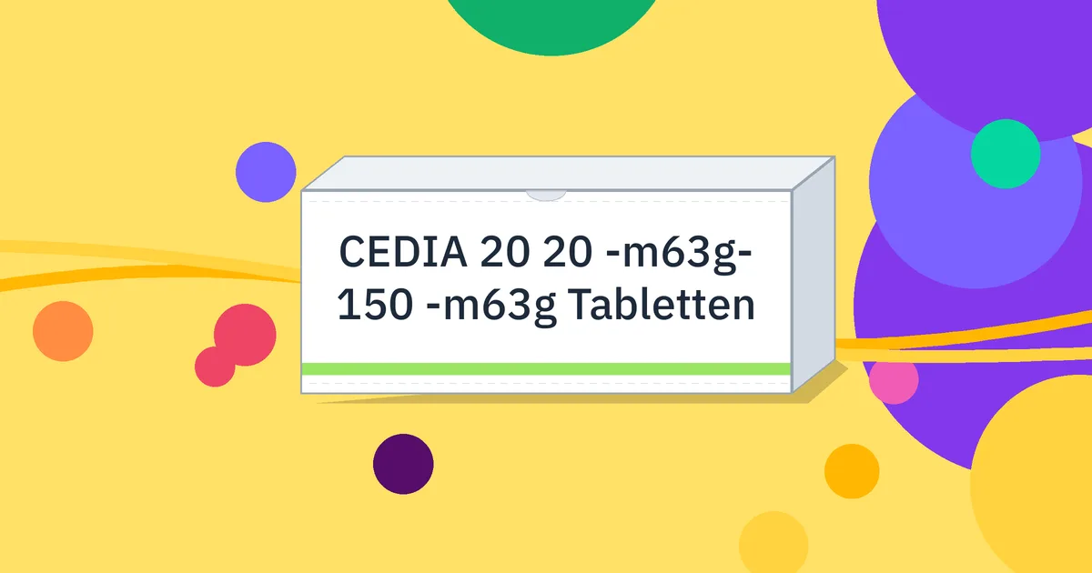 Symbolbild: Packung mit der Aufschrift CEDIA 20 20 -m63g-150 -m63g Tabletten (PZN 09235443) – Verfügbarkeit und Bezug in Apotheken in Frankfurt am Main