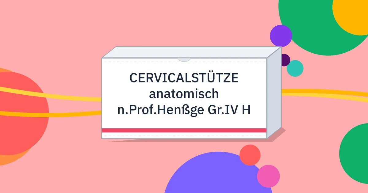 Symbolbild: Packung mit der Aufschrift CERVICALSTÜTZE anatomisch n.Prof.Henßge Gr.IV H (PZN 07299976) – Verfügbarkeit und Bezug in Apotheken in Frankfurt am Main