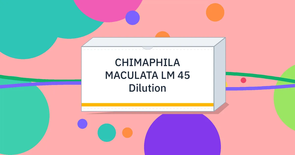 Symbolbild: Packung mit der Aufschrift CHIMAPHILA MACULATA LM 45 Dilution (PZN 13442018) – Verfügbarkeit und Bezug in Apotheken in Frankfurt am Main