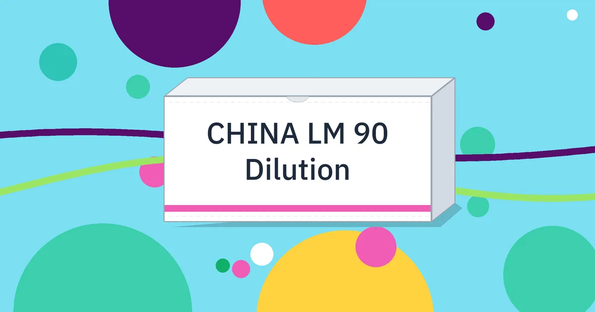 Symbolbild: Packung mit der Aufschrift CHINA LM 90 Dilution (PZN 12814073) – Verfügbarkeit und Bezug in Apotheken in Frankfurt am Main