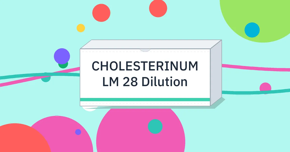 Symbolbild: Packung mit der Aufschrift CHOLESTERINUM LM 28 Dilution (PZN 12817522) – Verfügbarkeit und Bezug in Apotheken in Frankfurt am Main