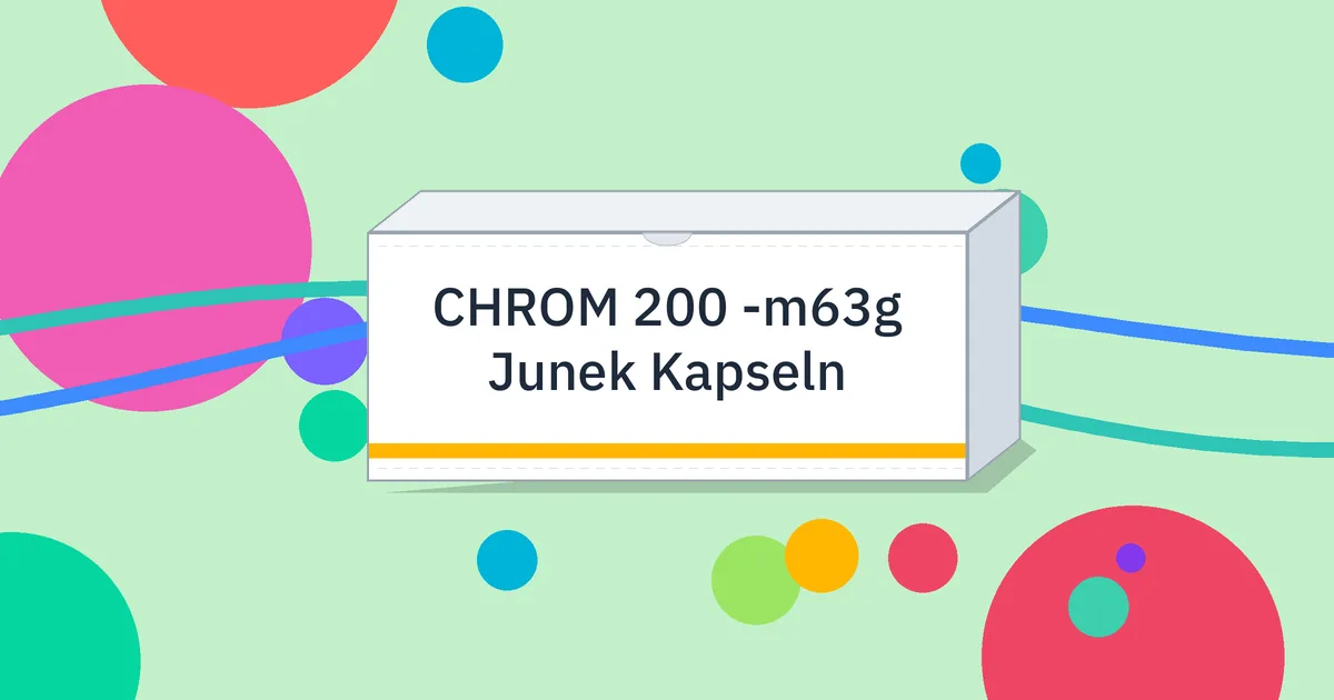 Symbolbild: Packung mit der Aufschrift CHROM 200 -m63g Junek Kapseln (PZN 17991839) – Verfügbarkeit und Bezug in Apotheken in Frankfurt am Main