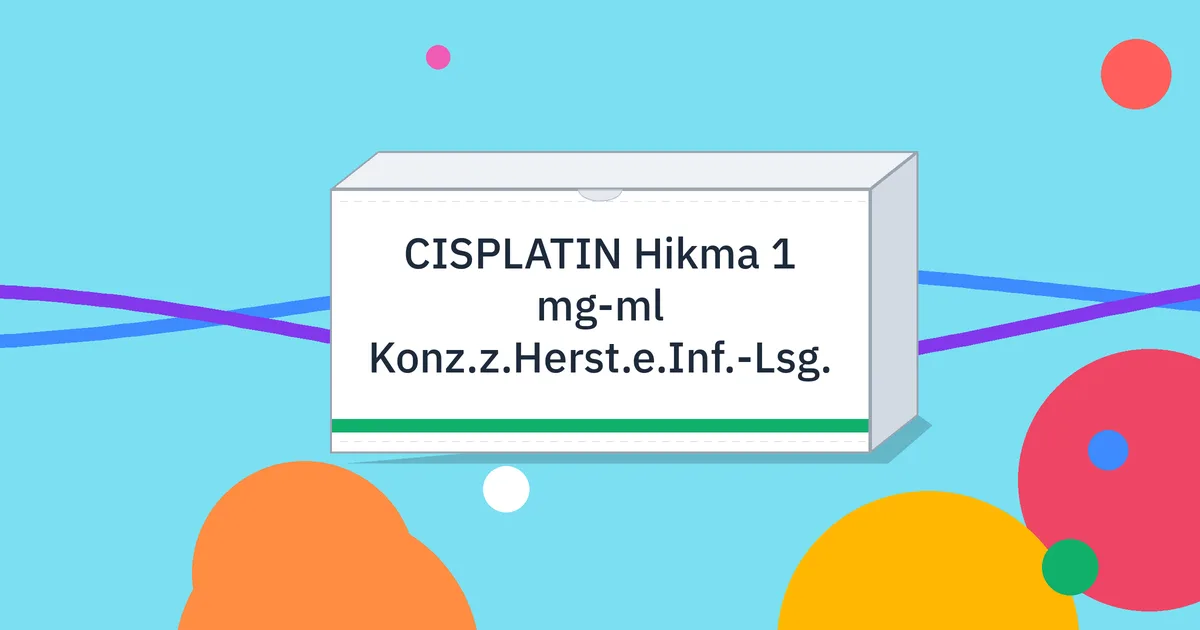 Symbolbild: Packung mit der Aufschrift CISPLATIN Hikma 1 mg-ml Konz.z.Herst.e.Inf.-Lsg. (PZN 06470770) – Verfügbarkeit und Bezug in Apotheken in Frankfurt am Main