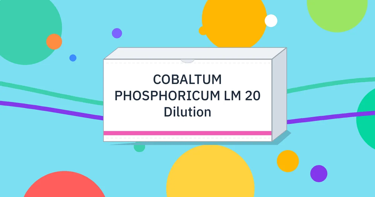 Symbolbild: Packung mit der Aufschrift COBALTUM PHOSPHORICUM LM 20 Dilution (PZN 12824166) – Verfügbarkeit und Bezug in Apotheken in Frankfurt am Main